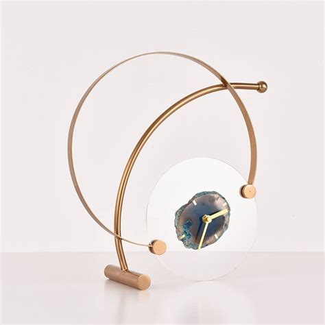Unique Table Clocks Metal Natural Ore Shaped Desktop Clocks For