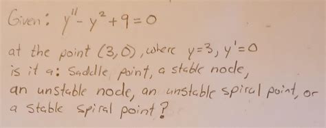 Solved Given Y′′−y290 At The Point 30 Where Y3y′0