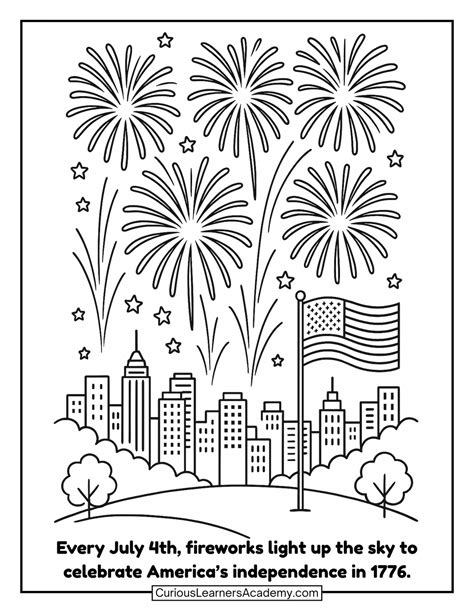 Free Fourth Of July Fireworks Coloring Page Celebrate And Learn