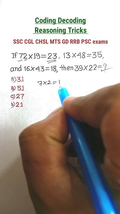 Coding Decoding Coding Decoding Reasoning Tricks Reasoning For Ssc Gd Chsl Mts Wbpsc Youtube