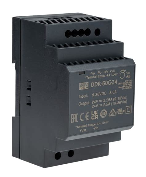 DDR 60G 24 MEAN WELL MEAN WELL DDR 60 DC DC Converter 24V Dc 2 5A Output 60W DIN Rail