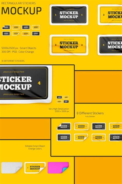 Rectangular Stickers Mockup Set MasterBundles