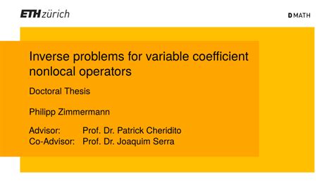 Pdf Slides For My Oral Doctoral Thesis Examination Entitled Inverse