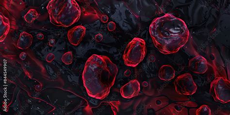 Onyx Black Monocyte Migration Close Up Microscopy Of Onyx Black Colored Monocytes Depicting