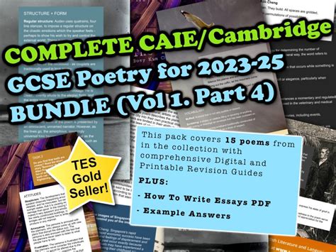 The Complete Cambridge Poetry Bundle Caie Igcse Vol 1 Part 4 Teaching Resources