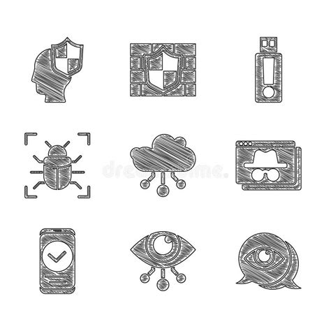 Set Internet Of Things Eye Scan Browser Incognito Window Smartphone System Bug Usb Flash