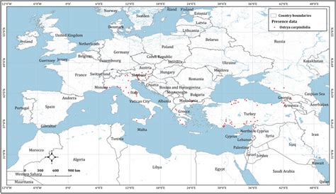 Distribution Of European Hop Hornbeam Download Scientific Diagram