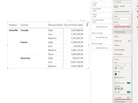 [bug] matrix row header formatting not consisten microsoft