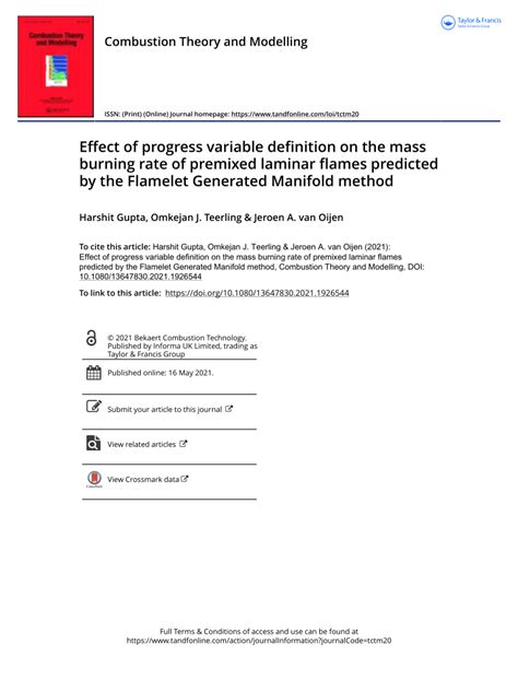 pdf effect of progress variable definition on the mass burning rate
