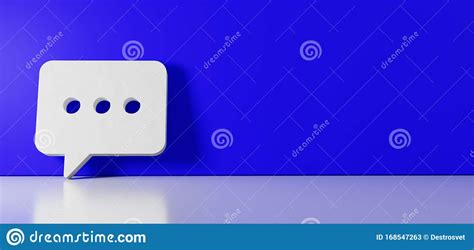 3d Rendering Of White Symbol Of Rounded Chat Bubble Icon Leaning On