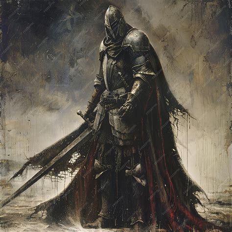 Premium Photo A Knight With A Sword And Shield In The Middle Of The