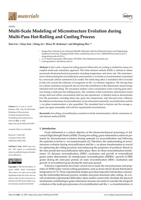 Pdf Multi Scale Modeling Of Microstructure Evolution During Multi