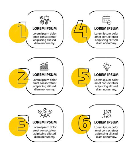 6 단계 인포그래픽 플로우 차트 디자인 템플릿 프리미엄 벡터