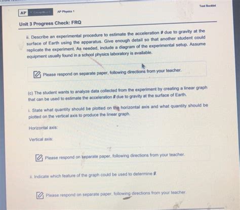 Solved APC AP Physics 1 Tag Unit 3 Progress Check FRQ Ii Chegg Com