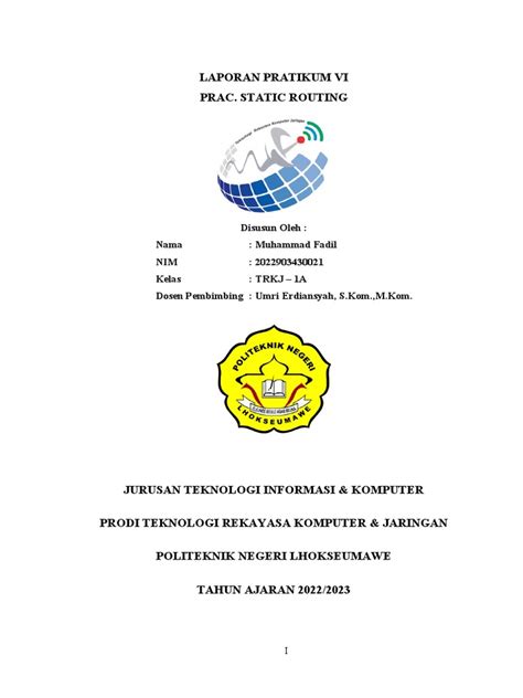 Laporan Static Routing Pdf Bisnis Teknologi And Rekayasa