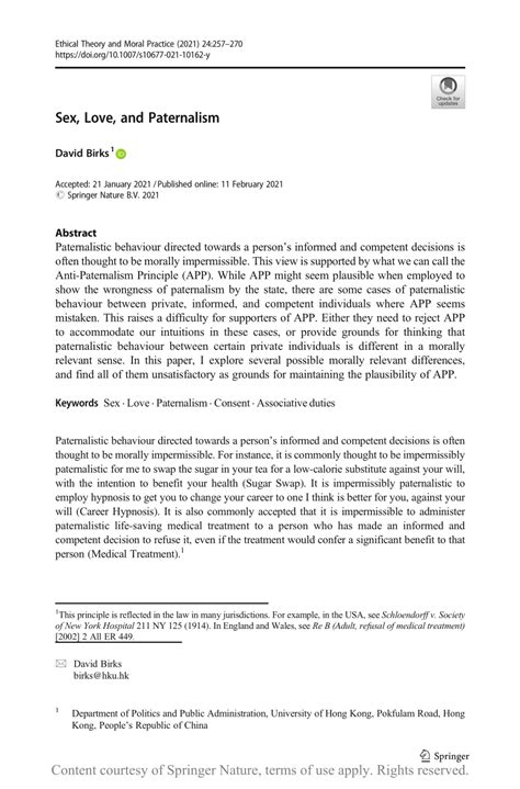 Sex Love And Paternalism