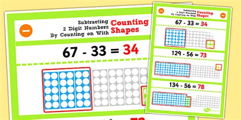 Subtracting 2 2 Digit Numbers And Tens By Counting On Using Number Shapes