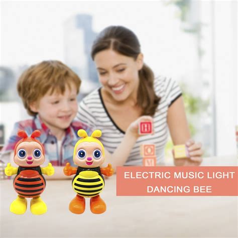 Electric Musical Dancing Bee Cartoon Robot Led Fla Grandado