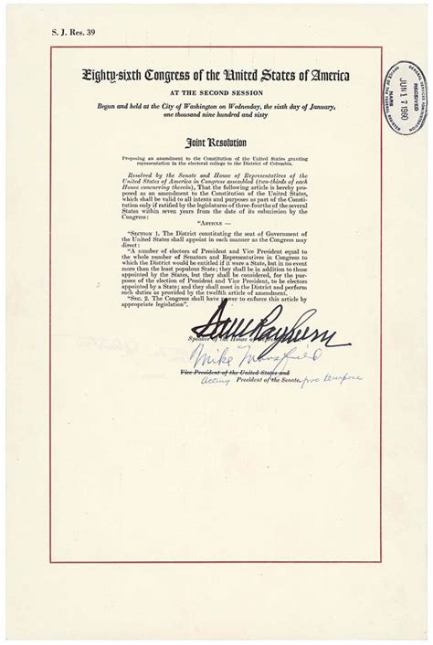 23rd Amendment To The Constitution Us Amendment Xxiii Summary