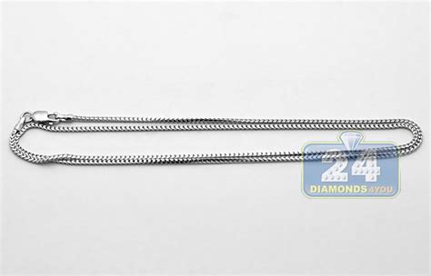14k White Gold Franco Solid Link Mens Chain 12 Mm