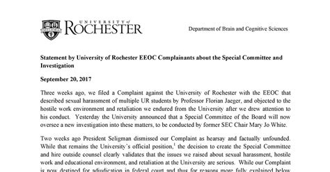 Statement By UR EEOC Complainants About The Special Committee And Investigation Pdf
