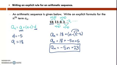 Writing An Explicit Rule For An Arithmetic Sequence Youtube