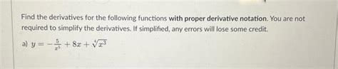Solved Find The Derivatives For The Following Functions With