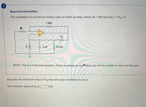 Solved Required information The oscillation circuit shown | Chegg.com