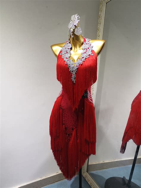 Red Fringe Latin Dance Dress Fringe Rhythm Dress L0167 Etsy