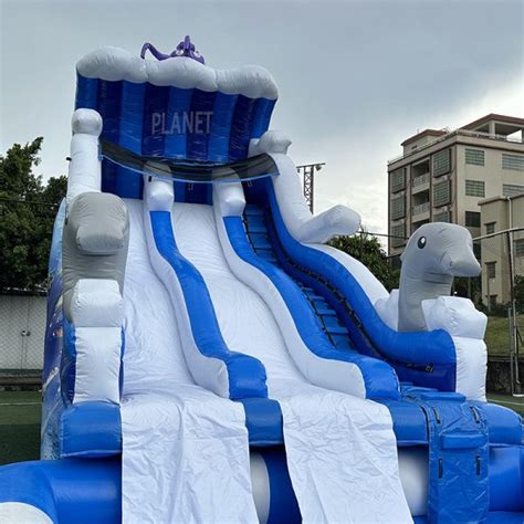 Commercial Giant Inflatable Double Slide With Water Pool Inflatable