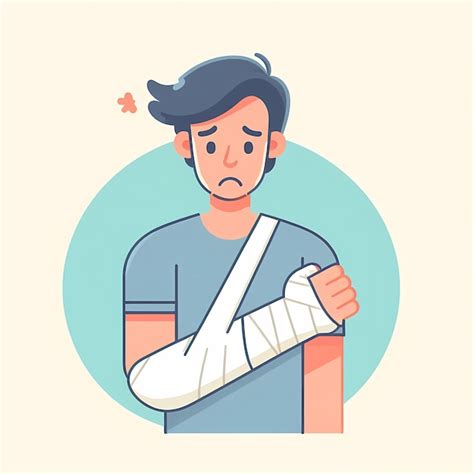Una Imagen De Dibujos Animados De Un Hombre Con Un Brazo Roto Foto