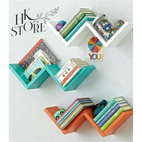 Set Of 3 Wall Shelvesw Shaped Floating Wall Shelf Rack Organizer