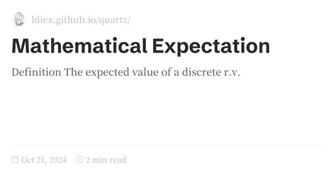 Mathematical Expectation