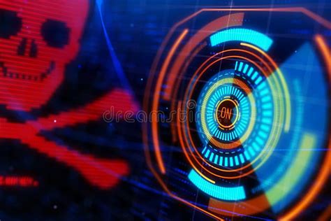 Glowing Digital Skull Backdrop Stock Illustration Illustration Of