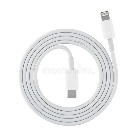 Cable With Type C Connector Insulated On White Background Stock