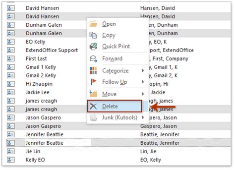 how to remove or merge duplicate contacts in outlook