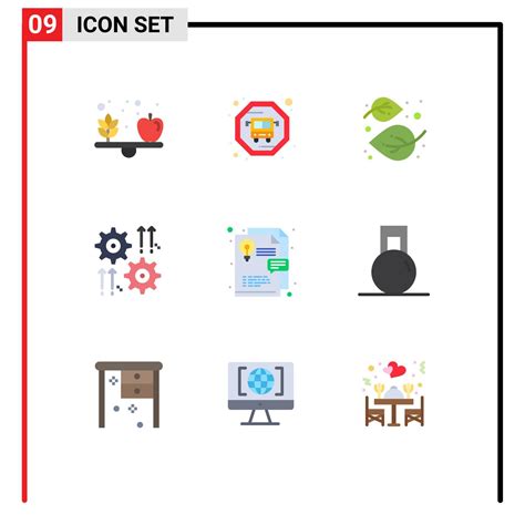 Flat Color Pack Of 9 Universal Symbols Of Layout Arrow Linden Wheel Gear Editable Vector Design