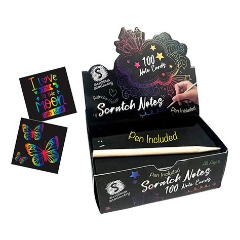 Scribbles Stationery Rainbow Scratch Notes 100 Note Cards Bms017006 Big W