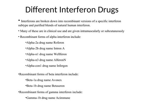 Interferons Types Actions And Interferon Drugs Ppt
