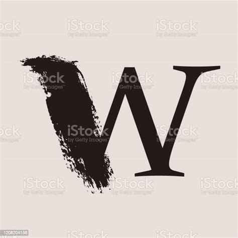 W 문자 로고 손으로 그린 브러시 스트로크와 사용자 정의 세리프 스타일 레터링 알파벳 W에 대한 스톡 벡터 아트 및 기타 이미지 알파벳 W 페인트 서예 Istock