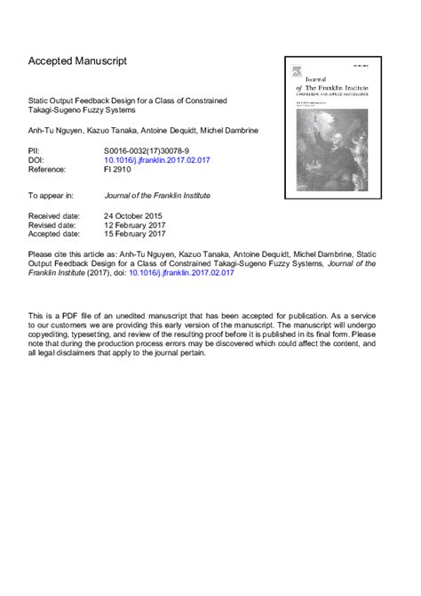 Pdf Static Output Feedback Design For A Class Of Constrained Takagi