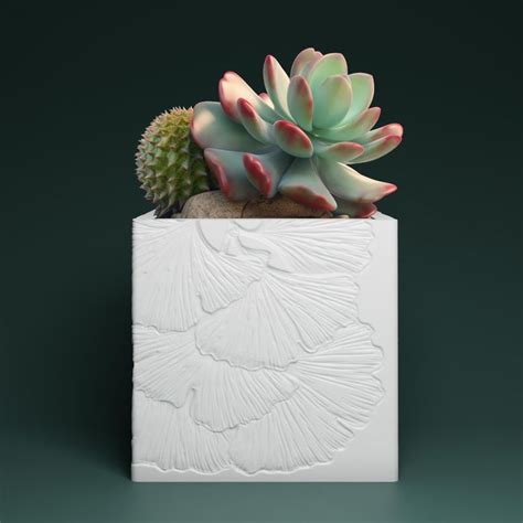 3d Printable Ginkgo Biloba Plant Pot With Drainage 3d Printer Stl File