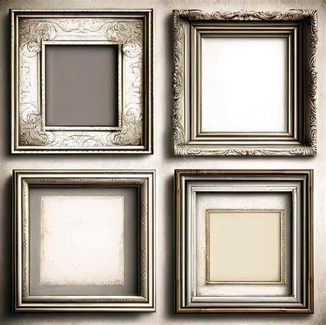 A Set Of Four Vintage Silver Blank Frames Stock Illustration