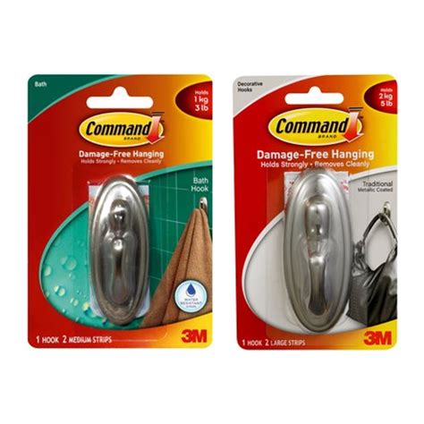 3m Command Hooks Brushed Nickel Assorted Types Selffix Diy