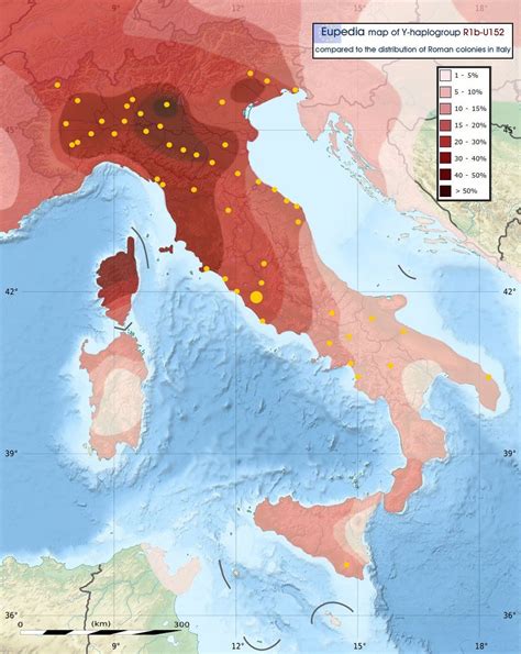Map Of Male Lineage Frequency In Italy Of The Maps On The Web