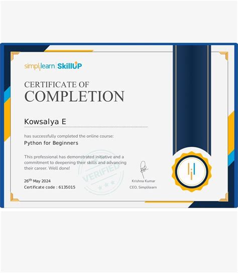 Completed Python Course With Simplilearn Kowsalya E Posted On The