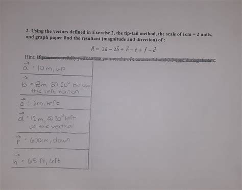solved 2 using the vectors defined in exercise 2 the