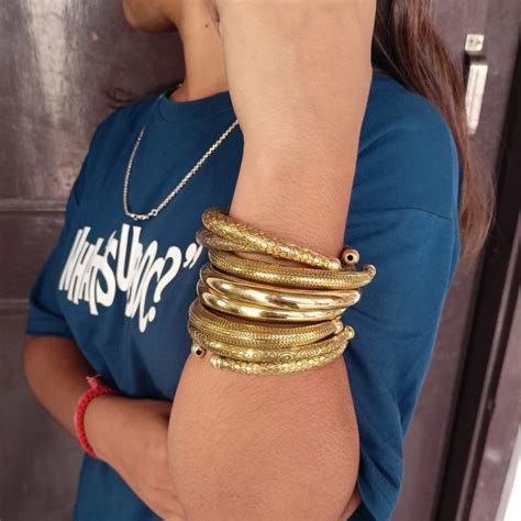 Brass Bangle Set Etsy