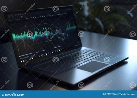 Laptop On The Screen Data Visualization On A Laptop Screen Ai Generative Stock Illustration