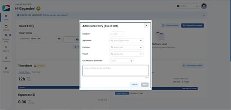 ess timesheet home page quick entry add time synerion agile help